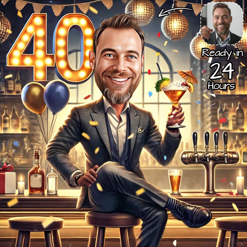 Male Birthday Caricature - Etsy