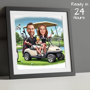 Custom Golf Couple Portrait | Personalized Golfer Caricature | Gift for ...