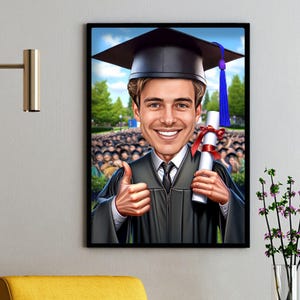 Custom Graduation Cartoon Portrait | Graduation Caricature From Photo ...