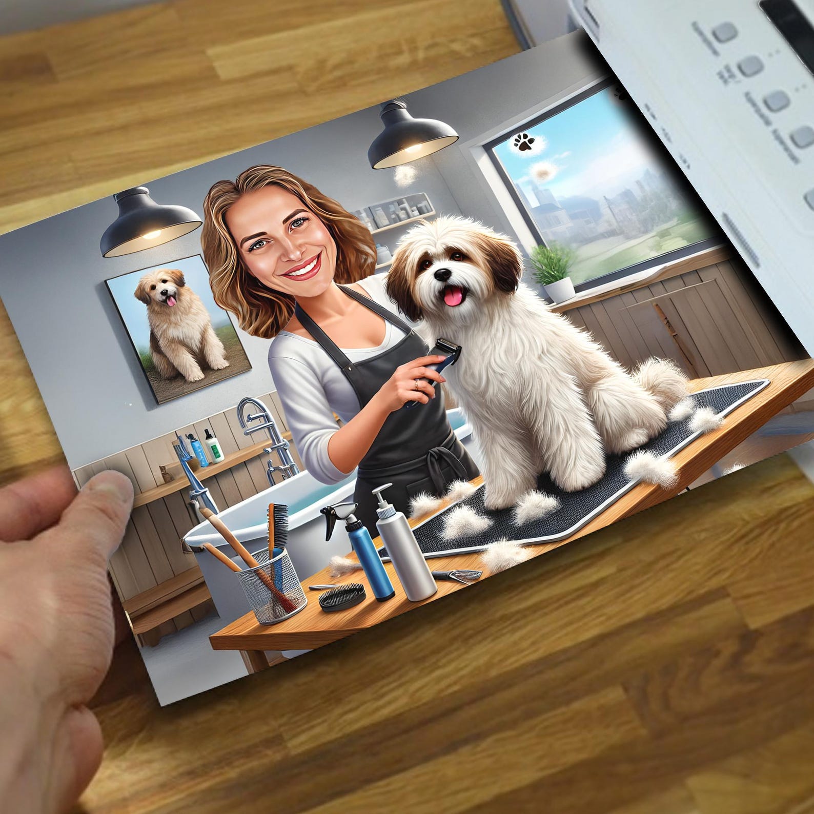 Custom Dog Groomer Cartoon Portrait Personalized Goomer Caricature ...