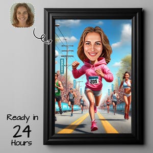 Custom Runner Cartoon Portrait | Personalised Runner Caricature ...