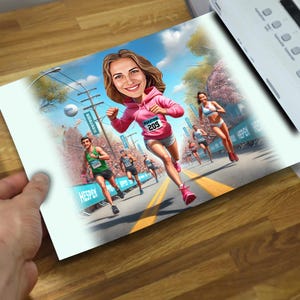 Custom Runner Cartoon Portrait | Personalised Runner Caricature ...