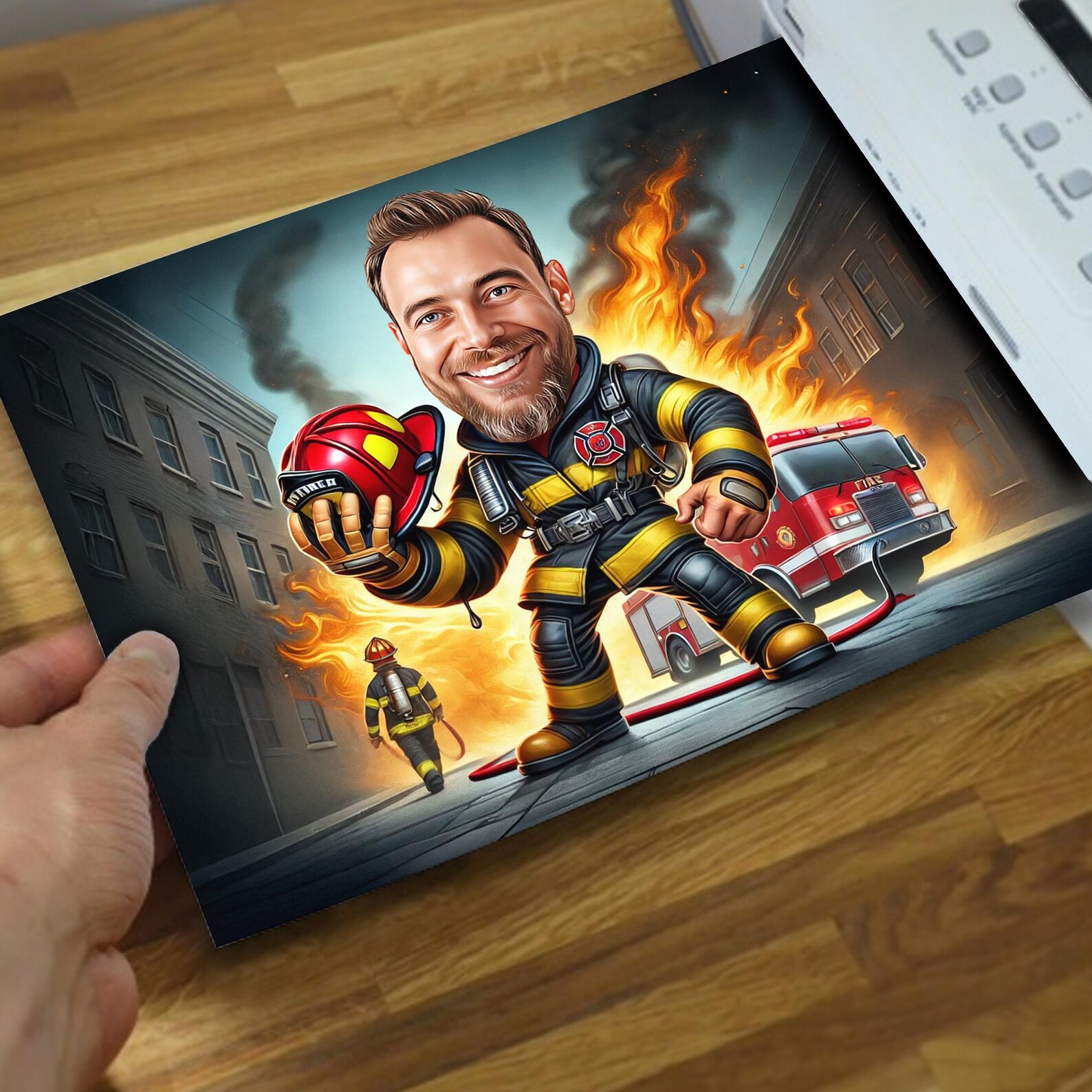 Custom Firefighter Cartoon Portrait | Dad Gift | Son Gift | Firefighter ...