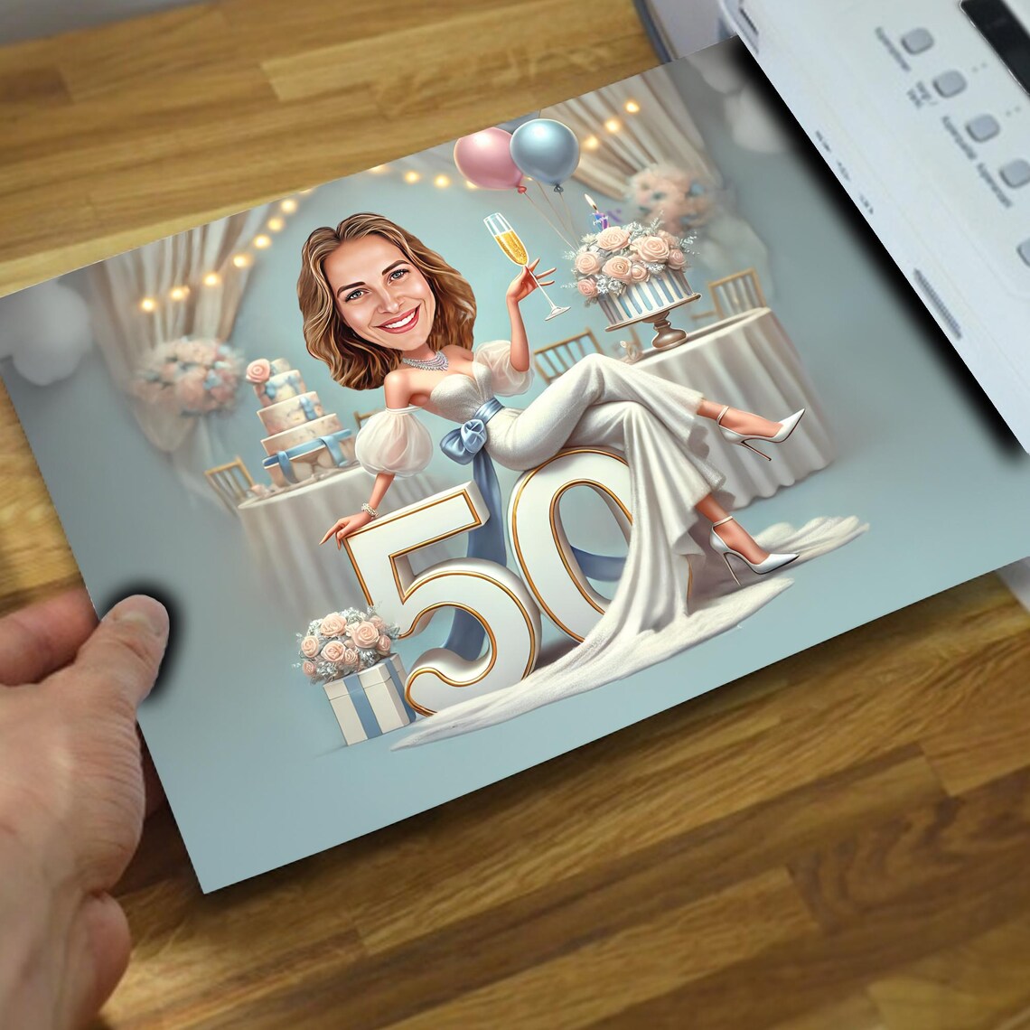 Custom 50th Cartoon Portrait | 50th Caricature | Personalized Happy ...