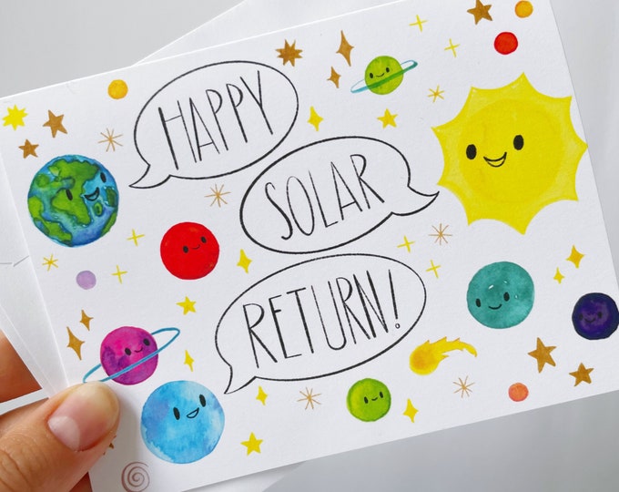Happy Solar Return Birthday Card With Envelope - Etsy