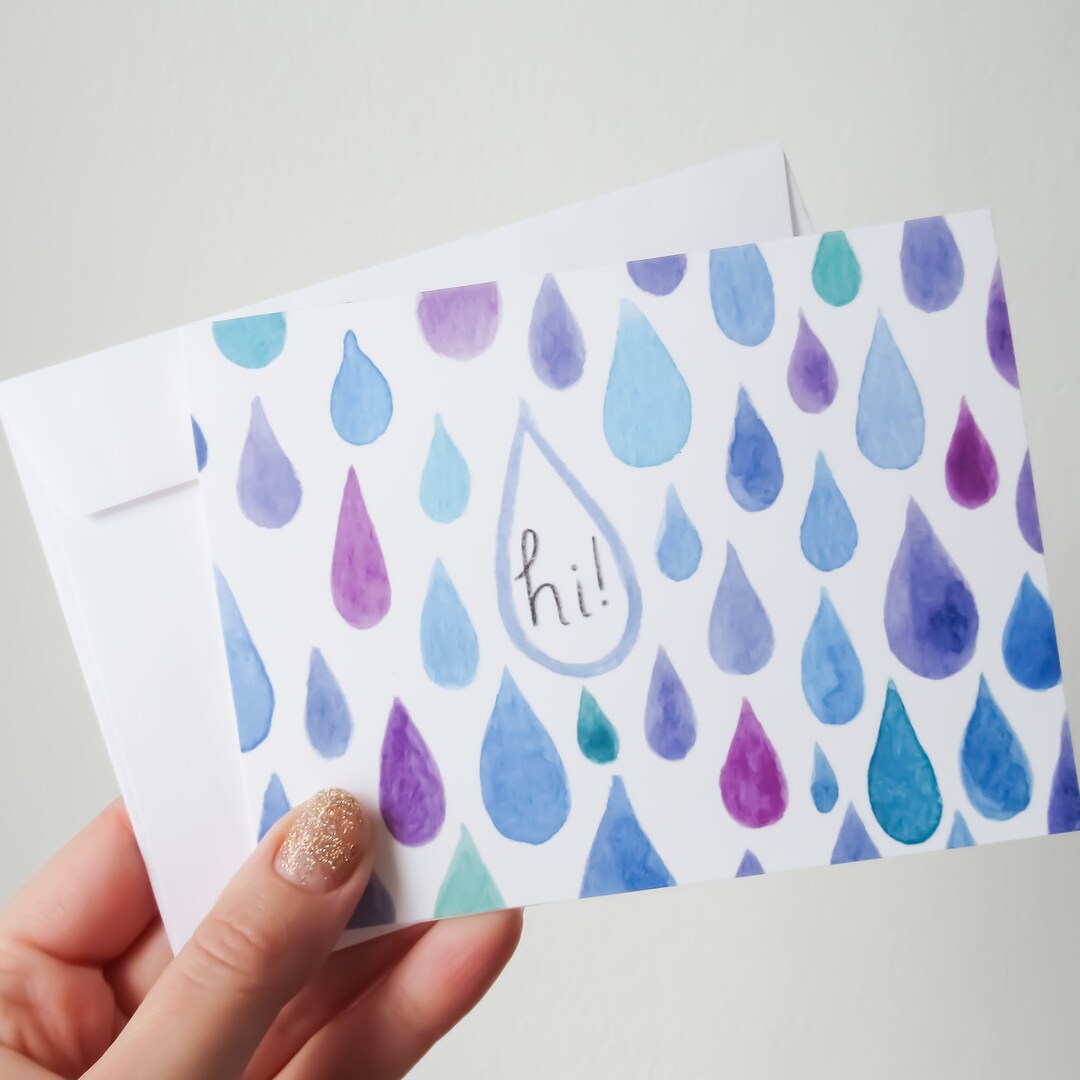 Friendly Raindrops- Card With Envelope - Etsy