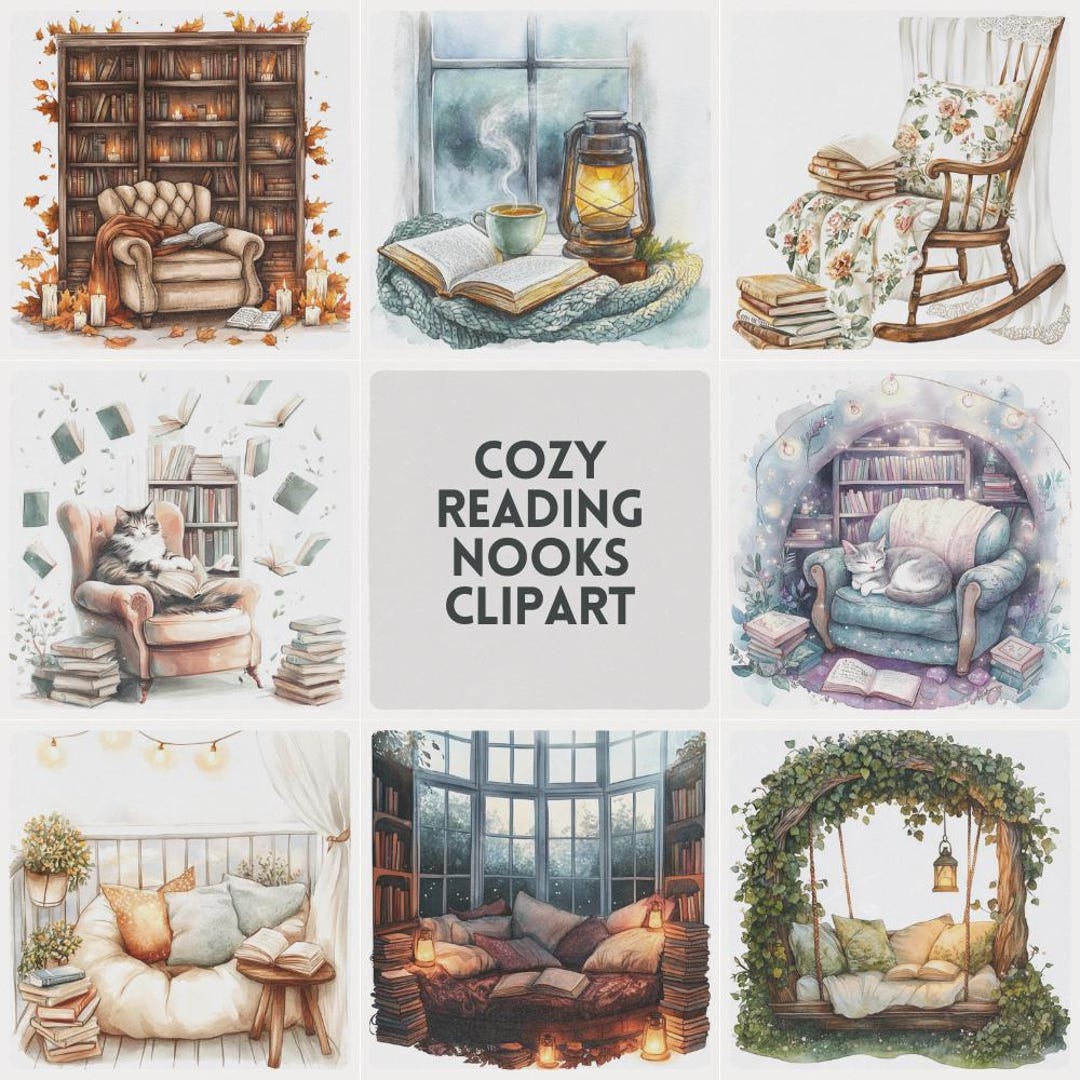 45 Cozy Reading Nooks Clipart PNG - 45 Warm & Inviting Reading Space ...