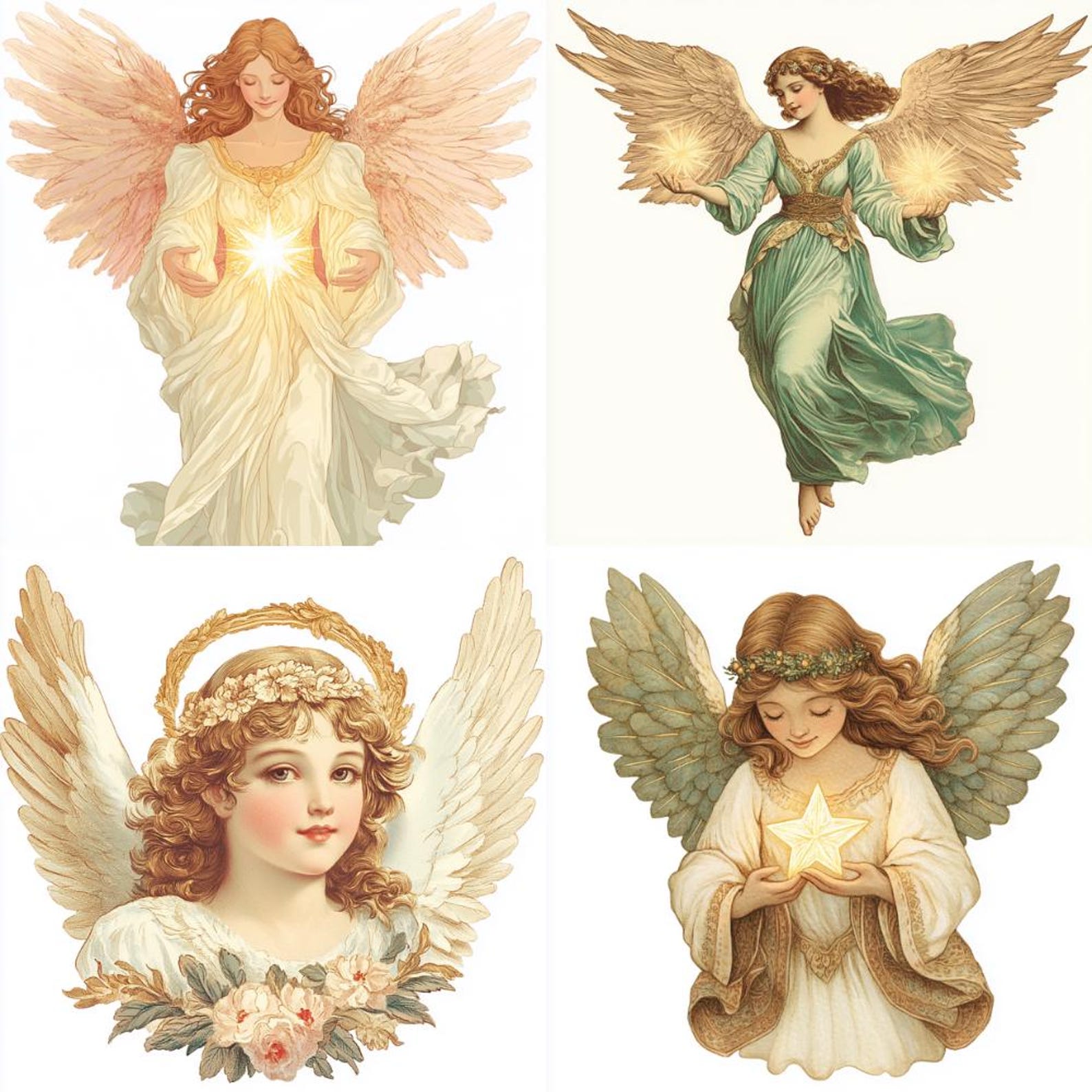 43 PNG Vintage Angel Clipart Set - 43 Serene Angels for Christmas ...