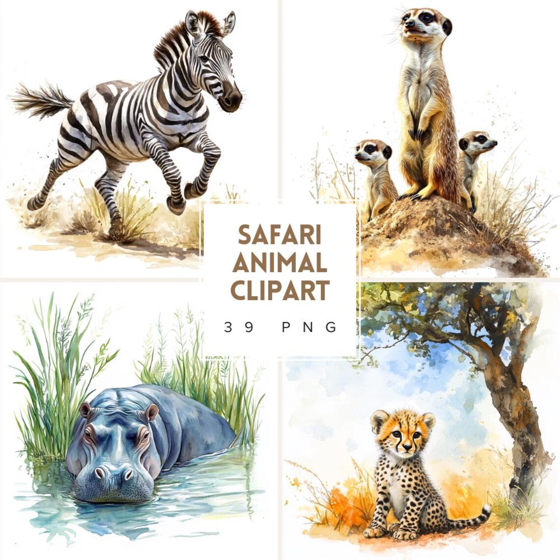 Safari Animal Clipart – Cute and Majestic Wildlife Illustrations for ...