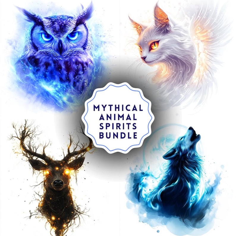 Mythical Animal Spirits Clipart: 60 PNG Creature Art (digital Download ...