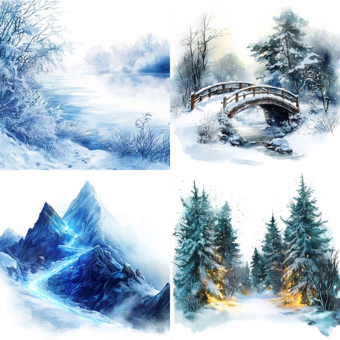 Fantasy Winter Landscapes Clipart Magical Snowy Scenes and Mystical ...