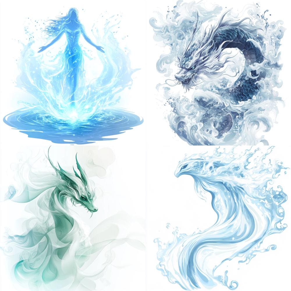 Mystical Water Spirits Clipart: Mermaids & Elementals (PNG Digital ...