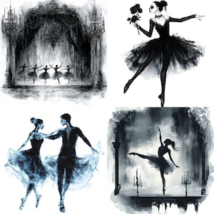 Haunted Ballet Clipart | Ghost Ballerinas in Gothic Theaters | Spooky ...