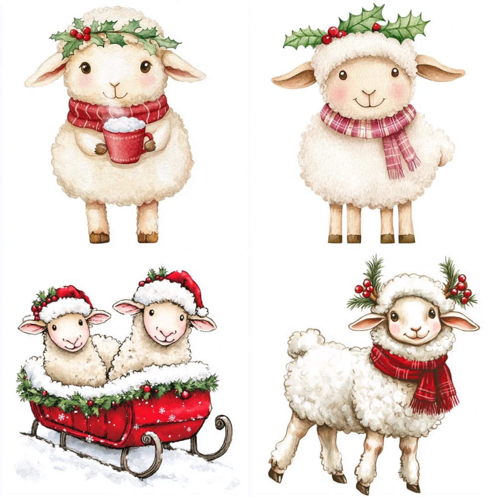 Christmas Sheep Clipart PNG, 54 Christmas Sheep PNG, Xmas Baby Sheep ...