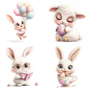 39 Easter Bunny & Friends Clipart PNG - 39 Cute Cartoon Rabbits, Chicks ...