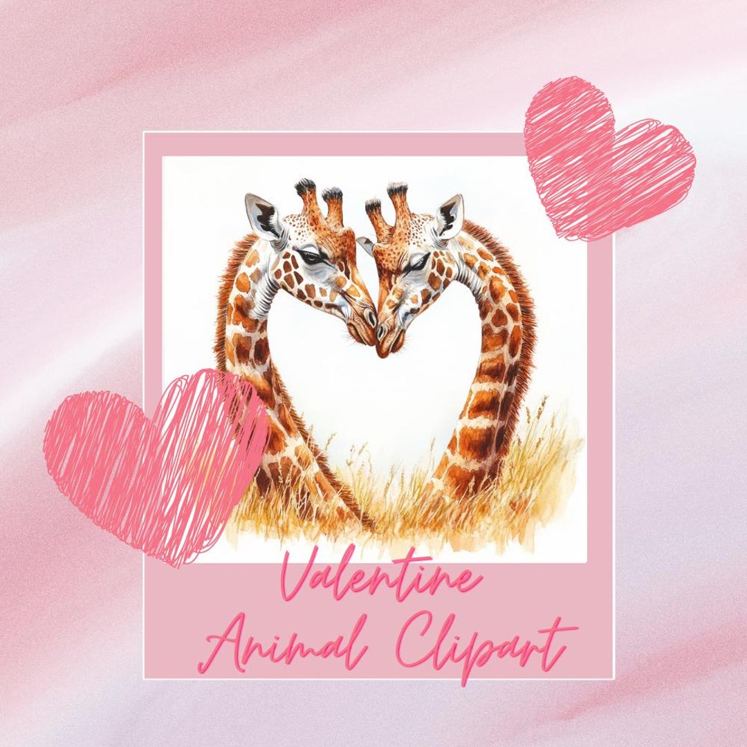 Valentine Animal Clipart – Adorable Animals in Love - Etsy