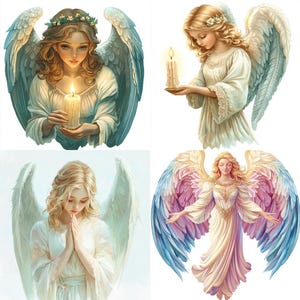 43 PNG Vintage Angel Clipart Set - 43 Serene Angels for Christmas ...