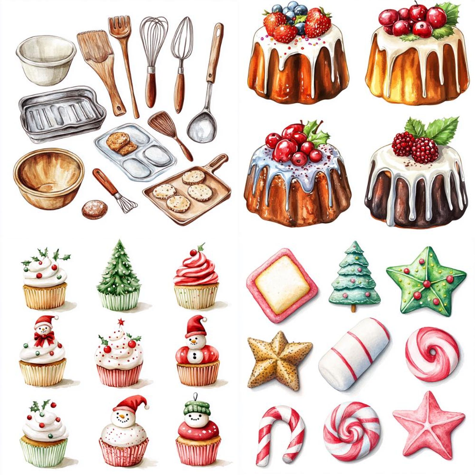 Holiday Baking Clipart Set: Gingerbread & Sugar Cookies (digital ...