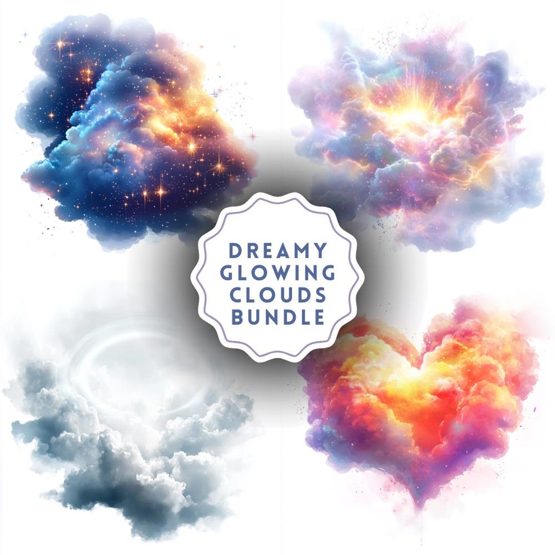 Dreamy Glowing Clouds Clipart: Mystical PNG Art (digital Download ...