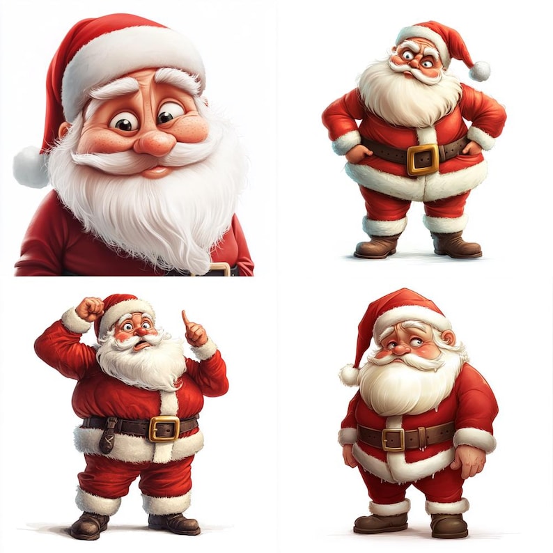 Santa Claus Emotions Clipart – 28 PNG Funny Holiday Faces Pack for ...