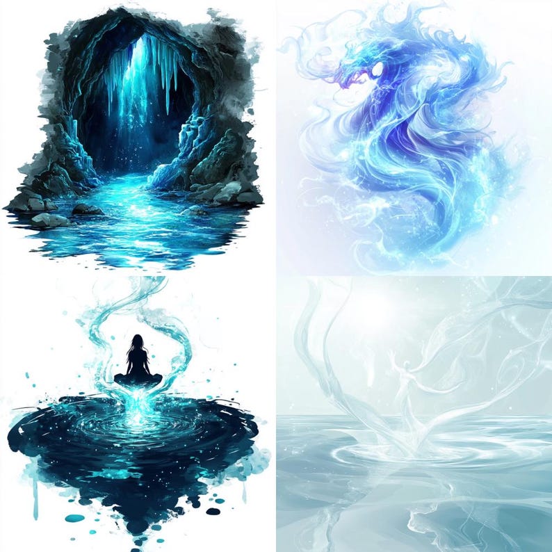 Mystical Water Spirits Clipart: Mermaids & Elementals (PNG Digital ...