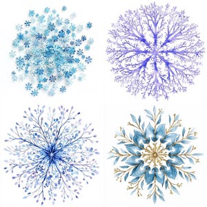 58 PNG Watercolor Snowflakes Clipart – 58 Hand-painted Snowflakes ...