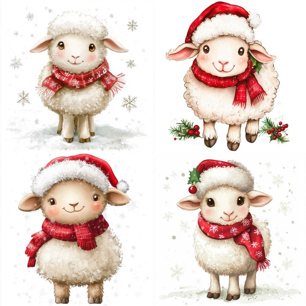 Christmas Sheep Clipart PNG, 54 Christmas Sheep PNG, Xmas Baby Sheep ...