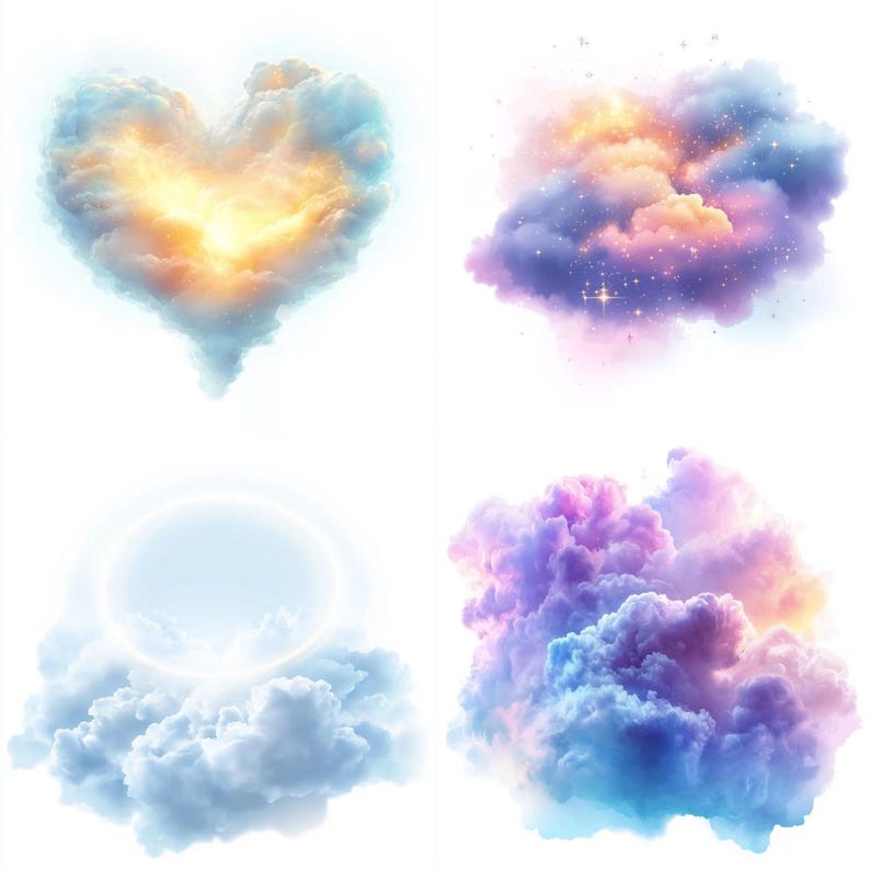 Dreamy Glowing Clouds Clipart: Mystical PNG Art (digital Download ...