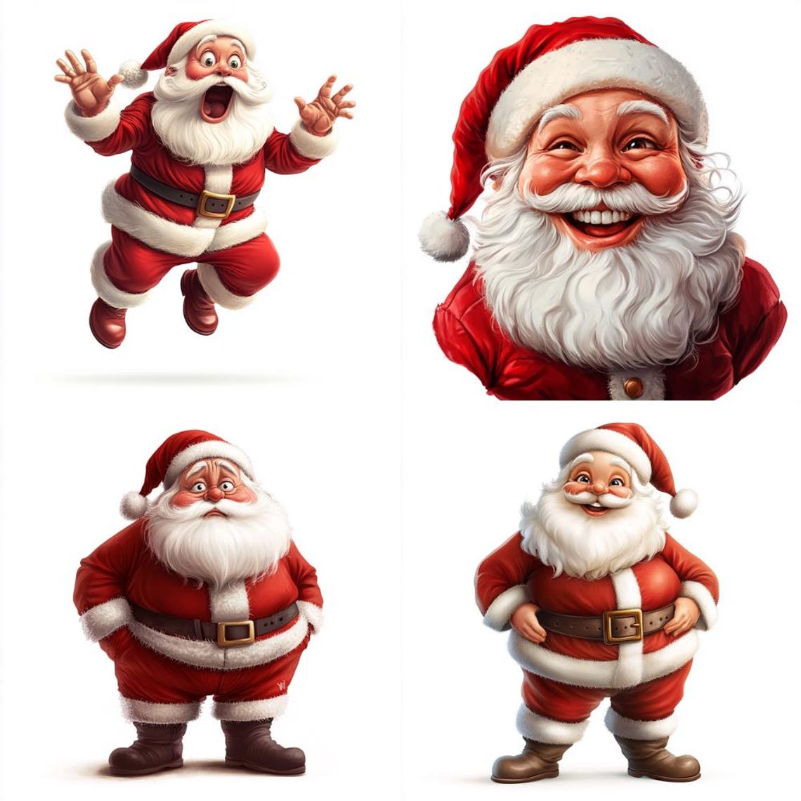 Santa Claus Emotions Clipart – 28 PNG Funny Holiday Faces Pack for ...