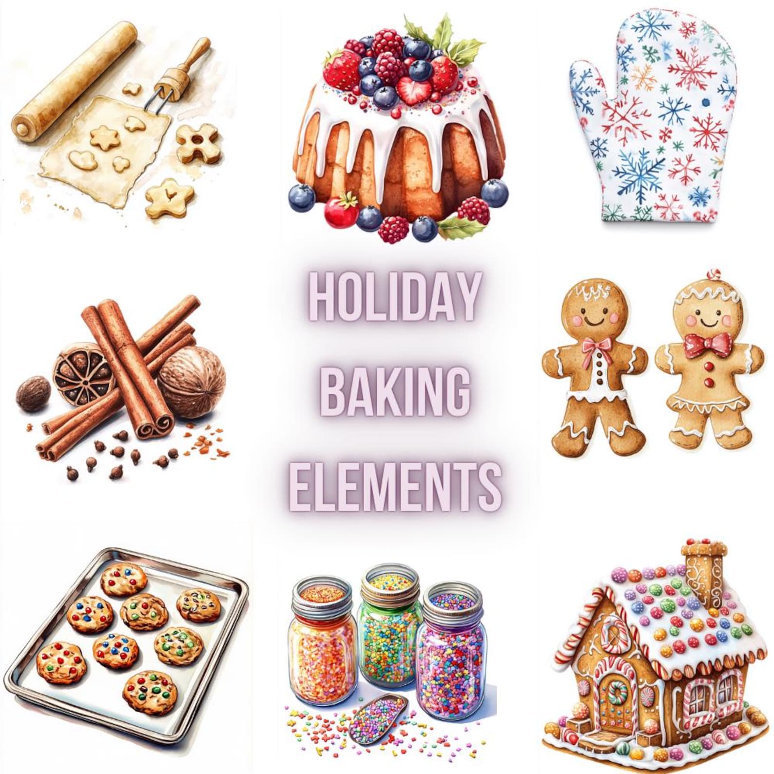 Holiday Baking Clipart Set: Gingerbread & Sugar Cookies (digital ...