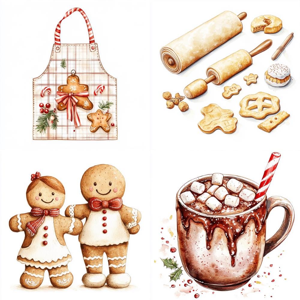 Holiday Baking Clipart Set: Gingerbread & Sugar Cookies (digital ...
