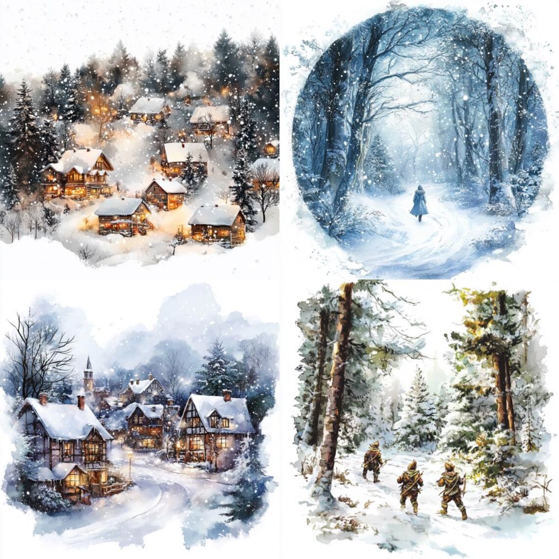 Fantasy Winter Landscapes Clipart – Magical Snowy Scenes and Mystical ...