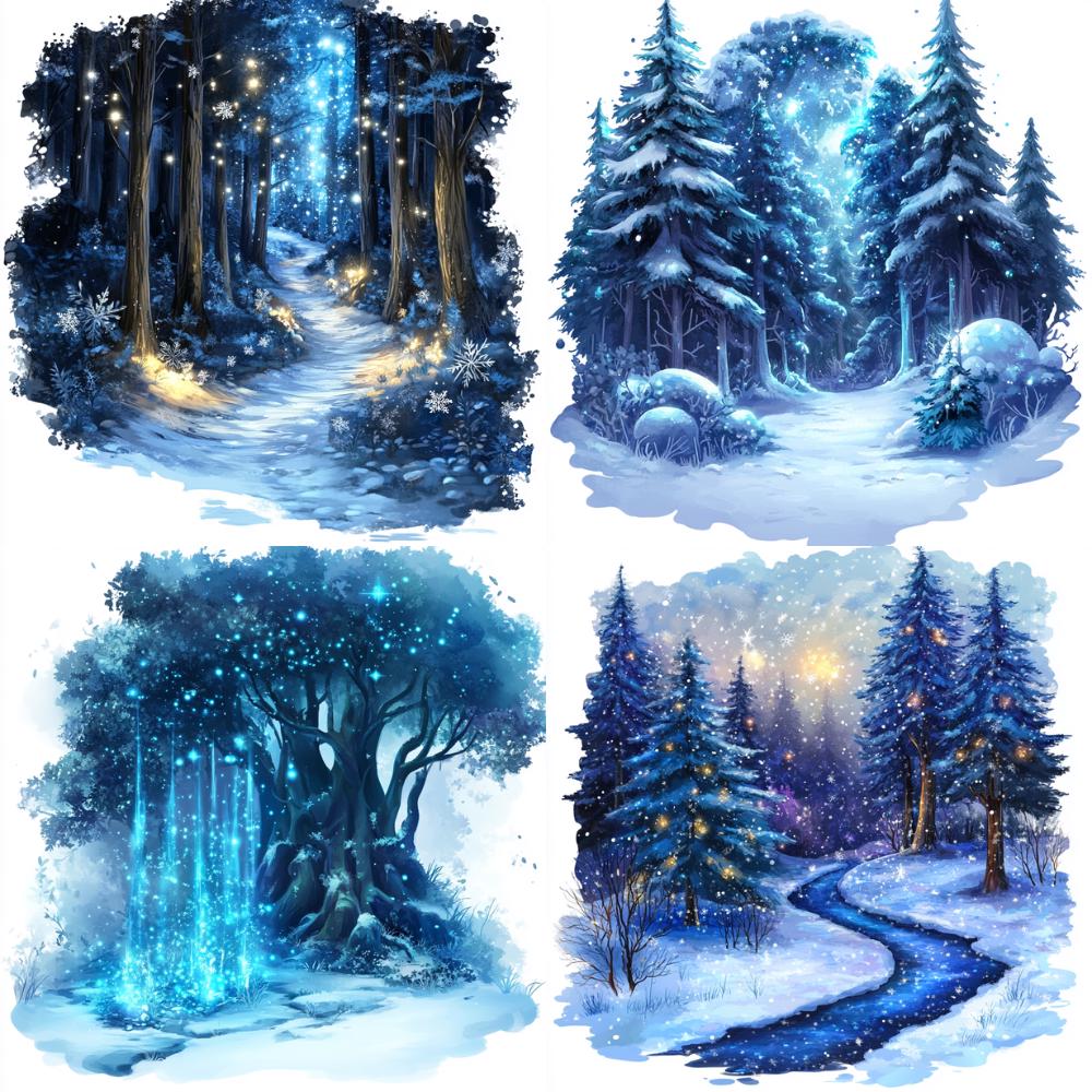 Crystal Snowflake Forest Clipart | Magical Winter Wonderland PNG ...