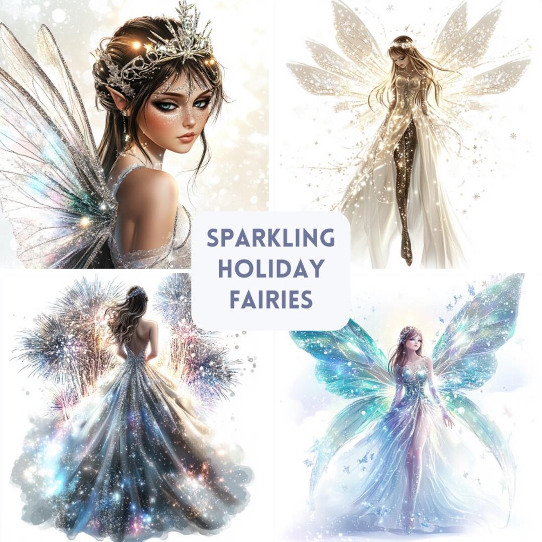 Sparkling Holiday Fairies Clipart | Winter Fantasy PNG (digital ...