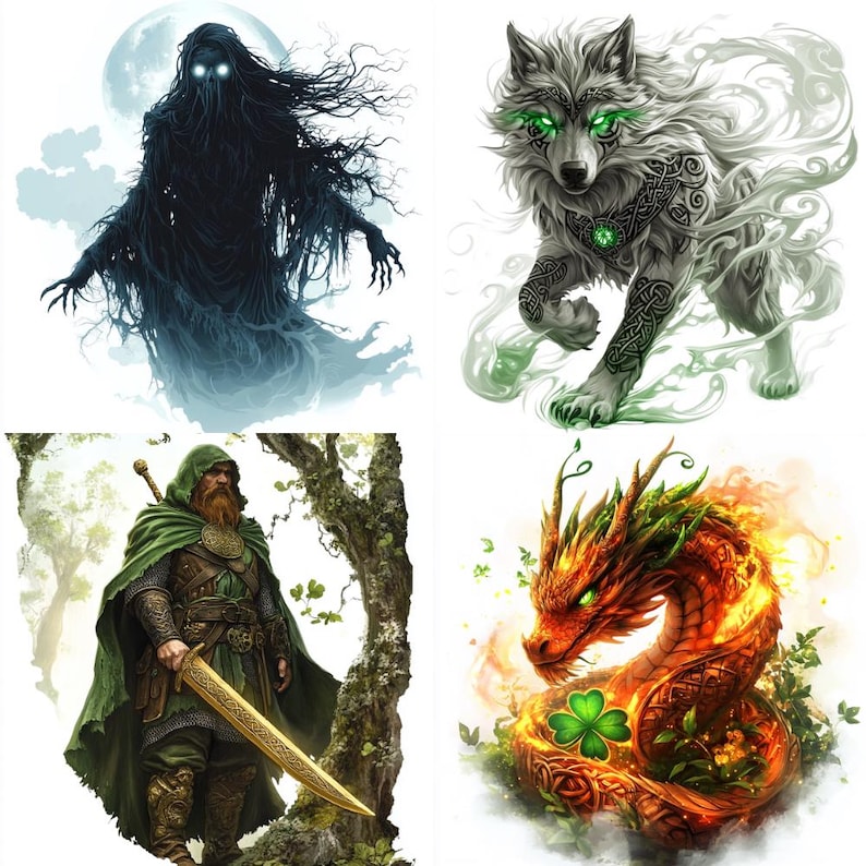 Irish Mythical Creatures Clipart: Celtic Legends PNG (digital Download ...