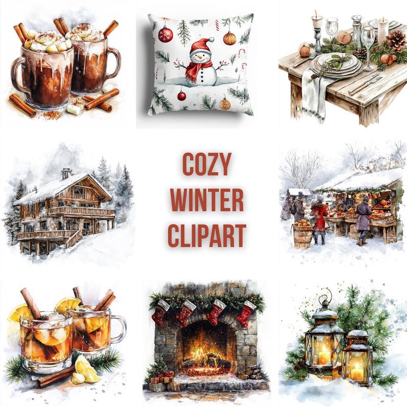 Cozy Winter Clipart Set – Warm and Charming Winter Illustrations - Etsy