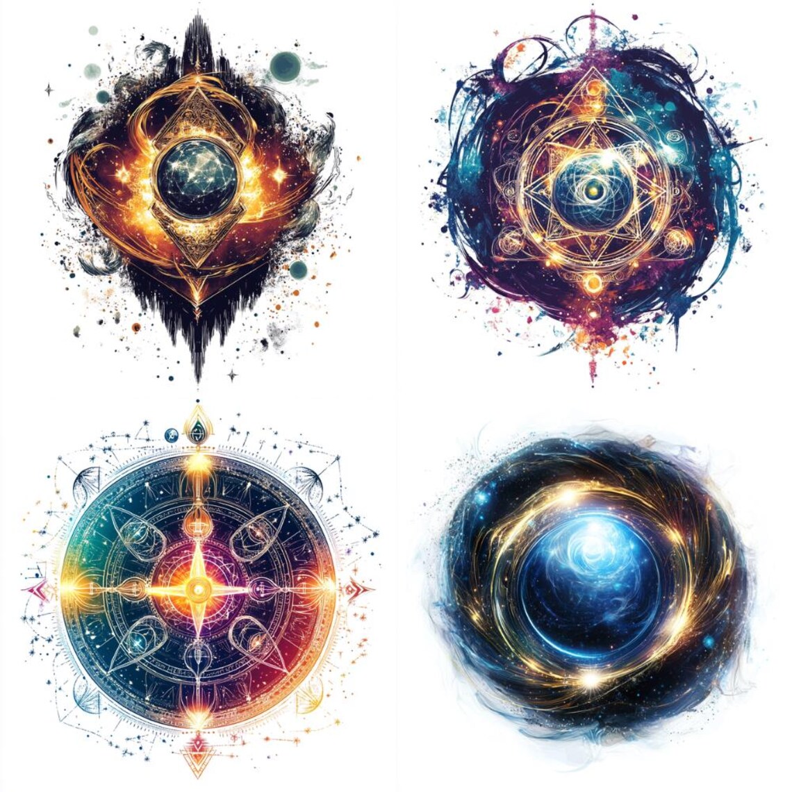 Celestial Alchemy Clipart: Mystical Symbols & Star Portals (PNG Digital ...