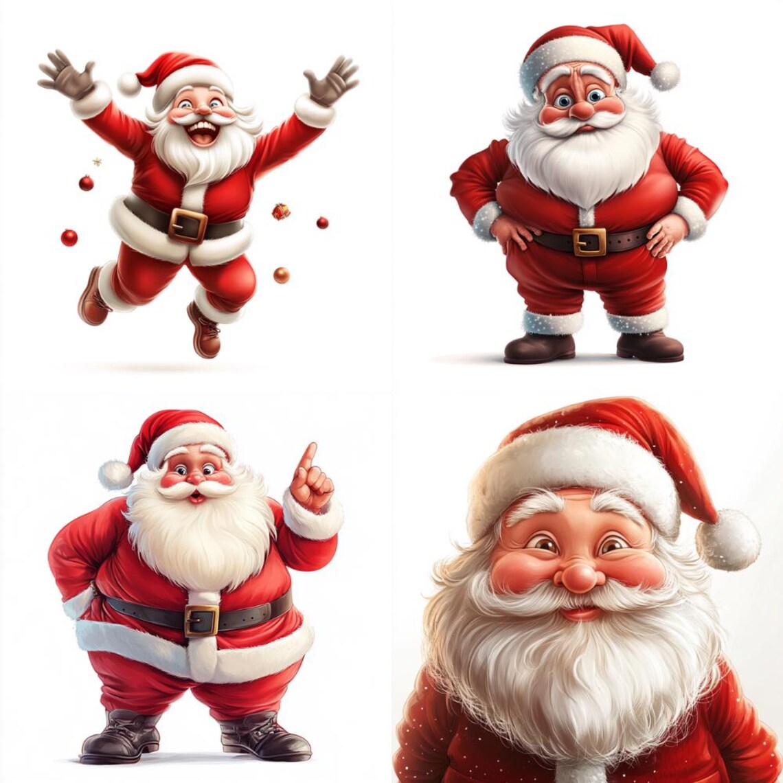 Santa Claus Emotions Clipart – 28 PNG Funny Holiday Faces Pack for ...
