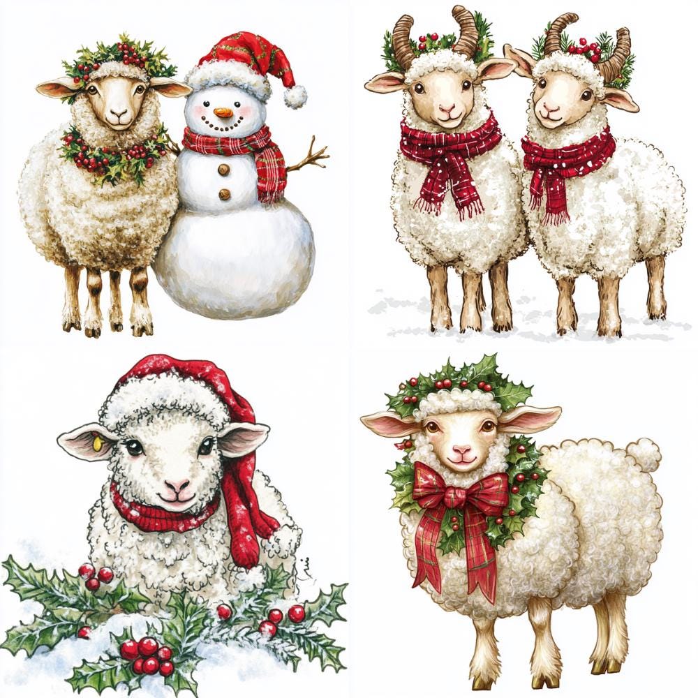 Christmas Sheep Clipart PNG, 54 Christmas Sheep PNG, Xmas Baby Sheep ...