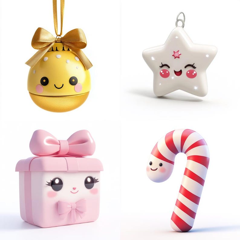 Kawaii Holiday Characters Clipart – Cheerful Christmas Icons With Cute ...