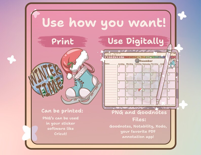 December Calendar Clipart |holiday Clipart Set, Winter Season Clipart ...
