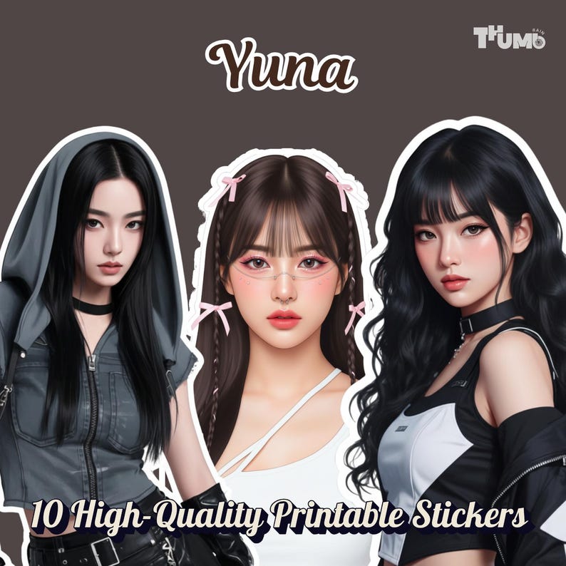 YUNA Aesthetic Girl Stickers – Digital Clipart for Journaling (PNG ...