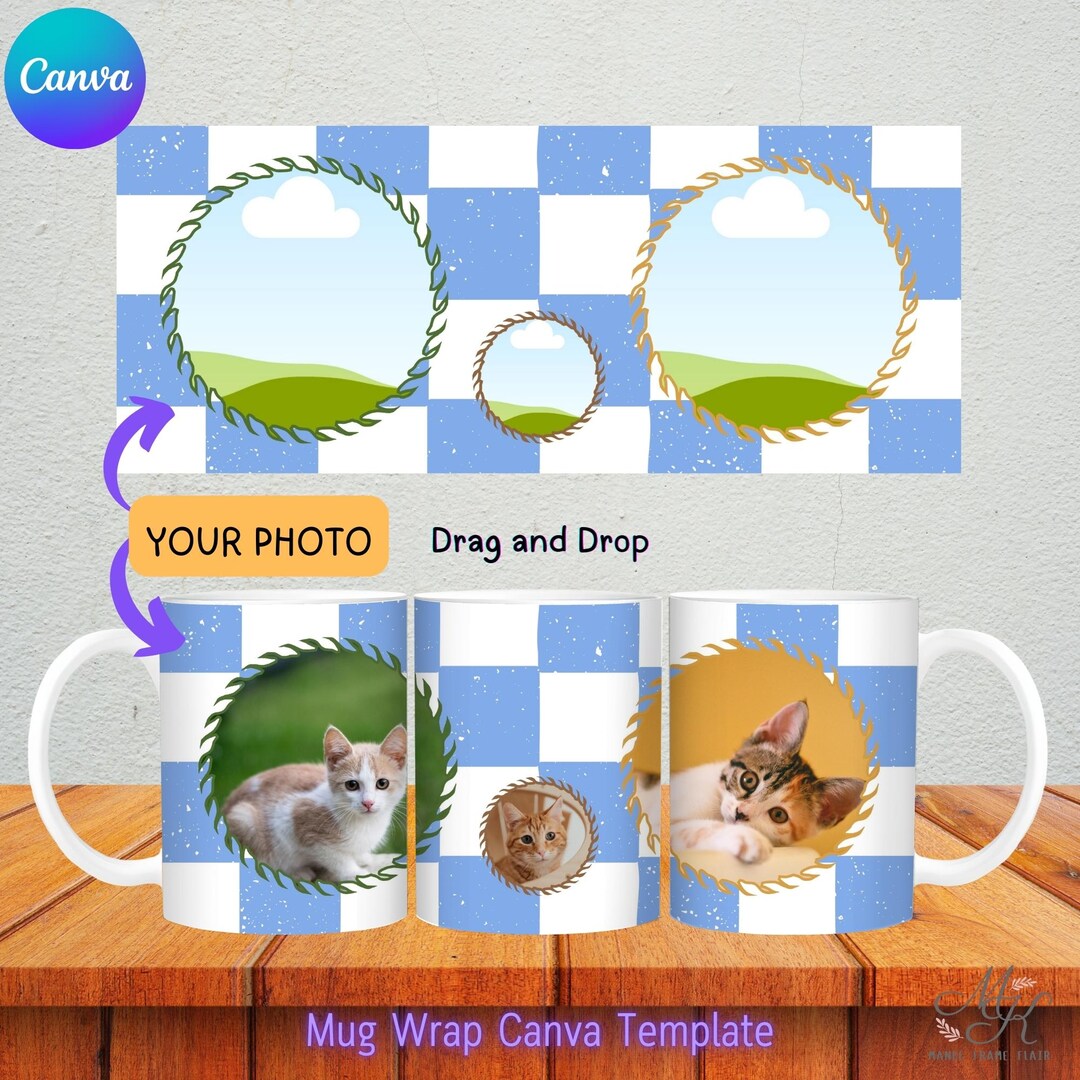 Mug Canva Frame, Customizable Mug Wrap, 11oz-15oz, Custom Photo Mug ...