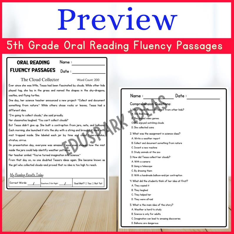 5th Grade Oral Reading Fluency Passages | Educational Fun: Improve ...