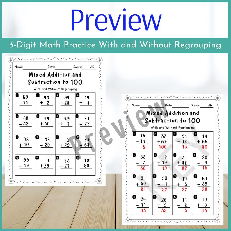 Mixed Addition and Subtraction to 100 Worksheets | With and Without ...