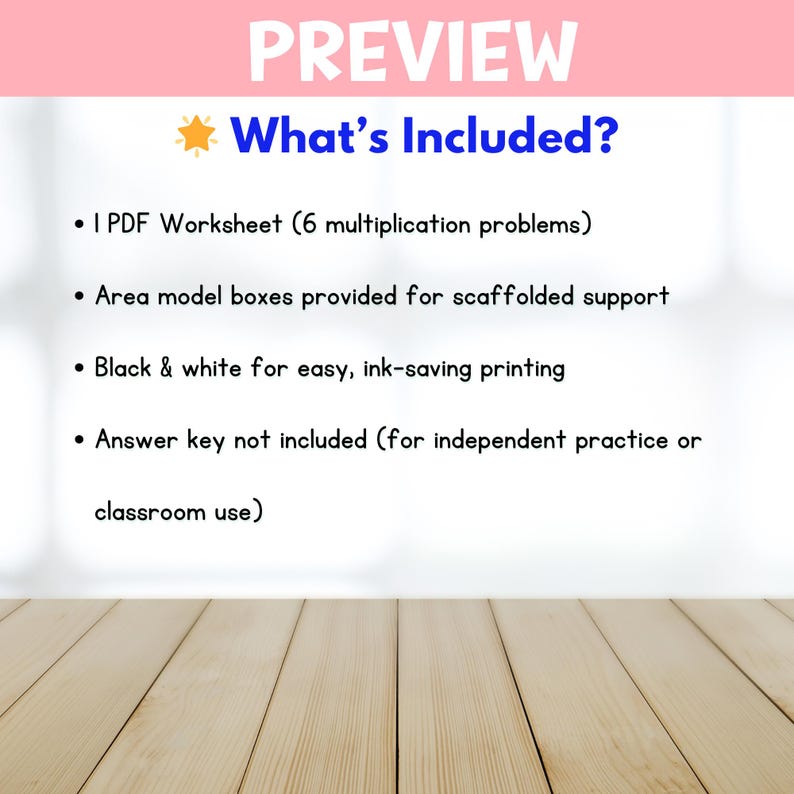 Area Model Multiplication Worksheet | 2-digit by 1-digit | Math ...