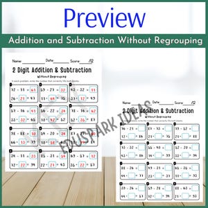 2-digit Addition and Subtraction Worksheet | Without Regrouping | Fill ...