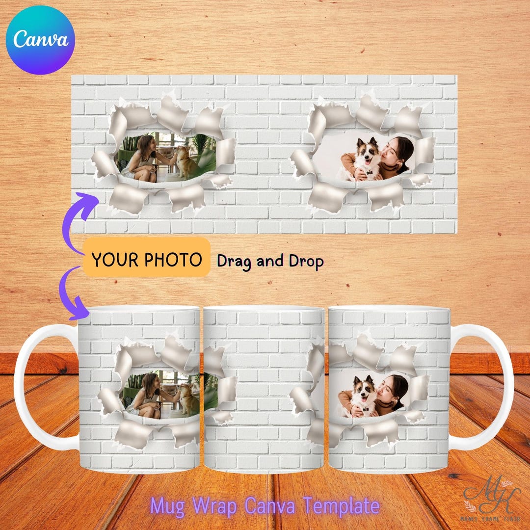 Mug Canva Frames, Mug Sublimation Design, Mug Wrap Template, 11oz 15oz ...