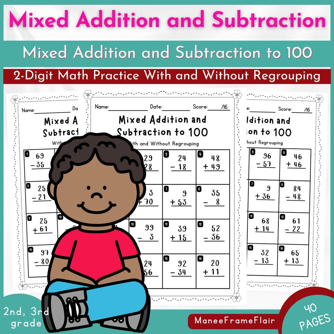 Mixed Addition and Subtraction to 100 Worksheets | With and Without ...
