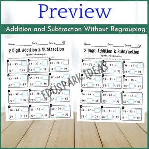 2-digit Addition and Subtraction Worksheet | Without Regrouping | Fill ...